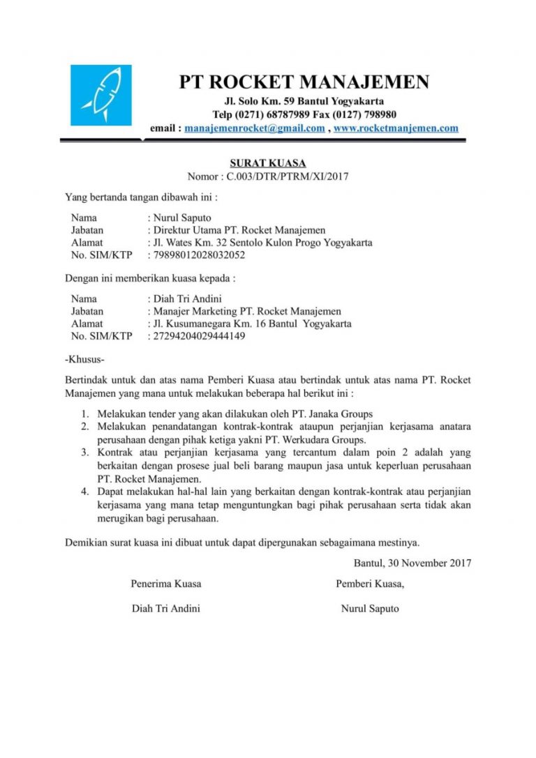 Contoh Surat Kuasa dengan Penjelasan dan Ciri-Cirinya - Uprint.id